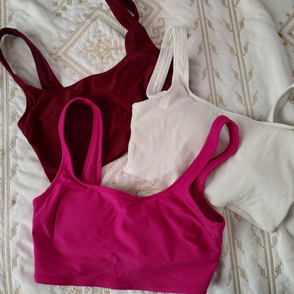 Three Aerie Scoop Bikini Tops - Gem